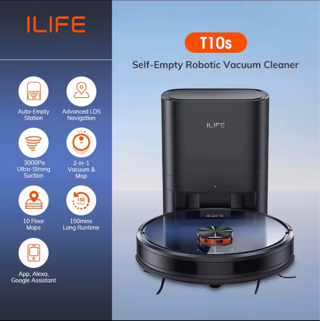 Ilife T10s Robot vacuum (self empty dust), TV & Home Appliances, Vacuum ...