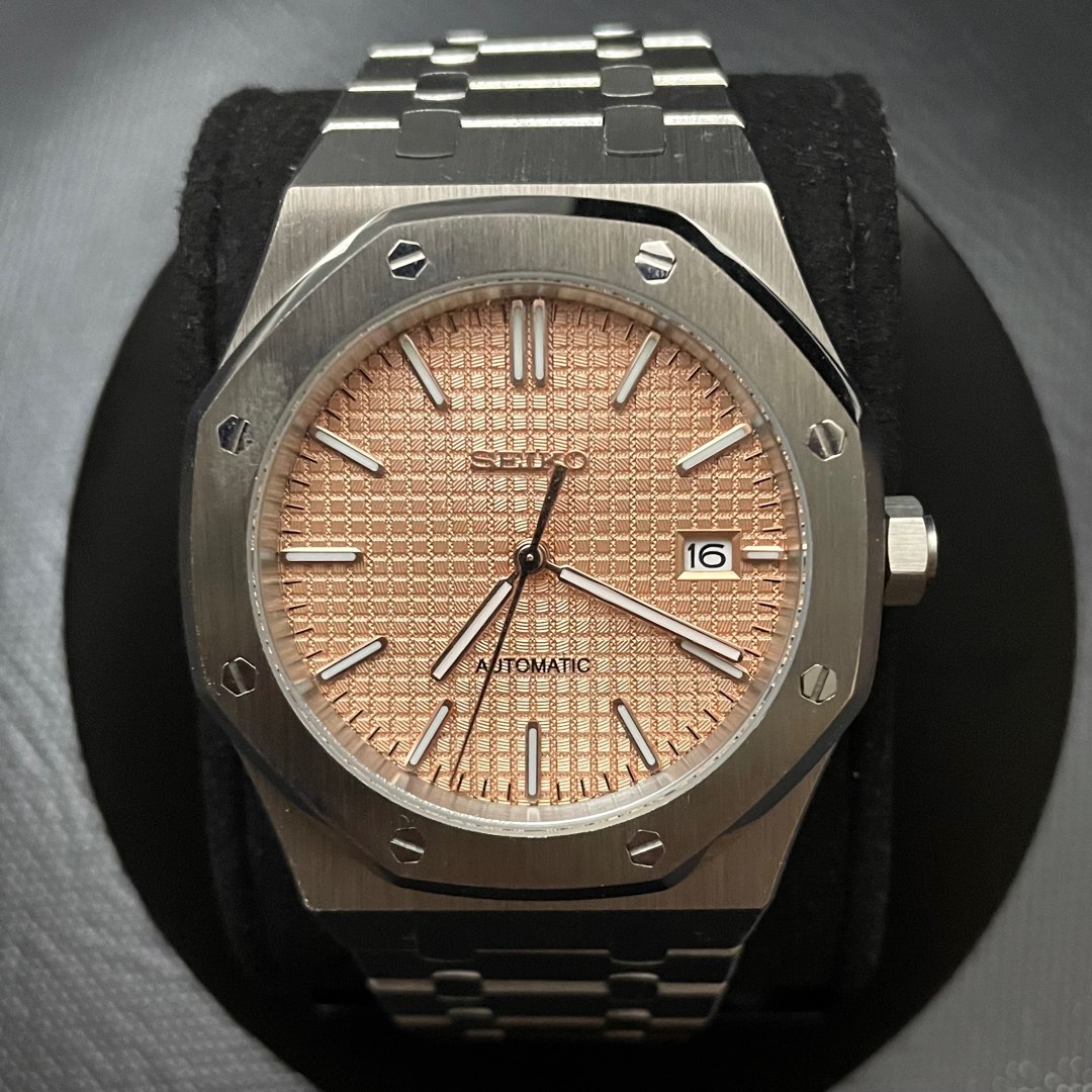 [Instock] Seiko mod salmon dial AP Royal Oak Dress Chronograph sports ...