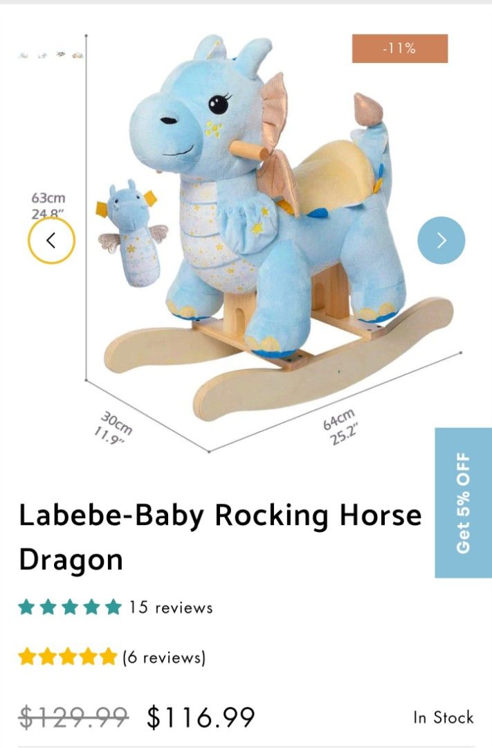 Labebe Baby Rocking Horse Dragon, Hobbies & Toys, Toys & Games on Carousell