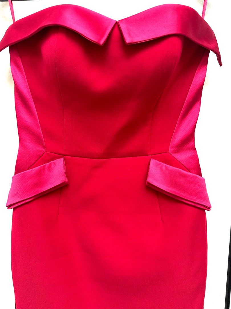 LN Poem Bangkok Red Hourglass Bustier Cocktail Dress, Women's Fashion ...