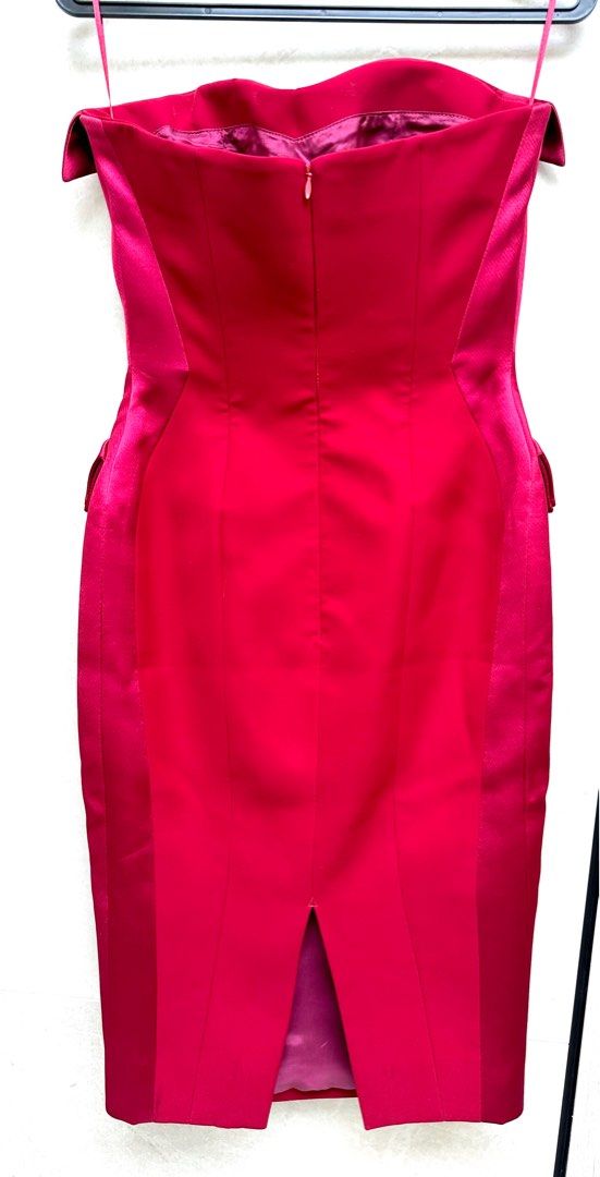 LN Poem Bangkok Red Hourglass Bustier Cocktail Dress, Women's Fashion ...