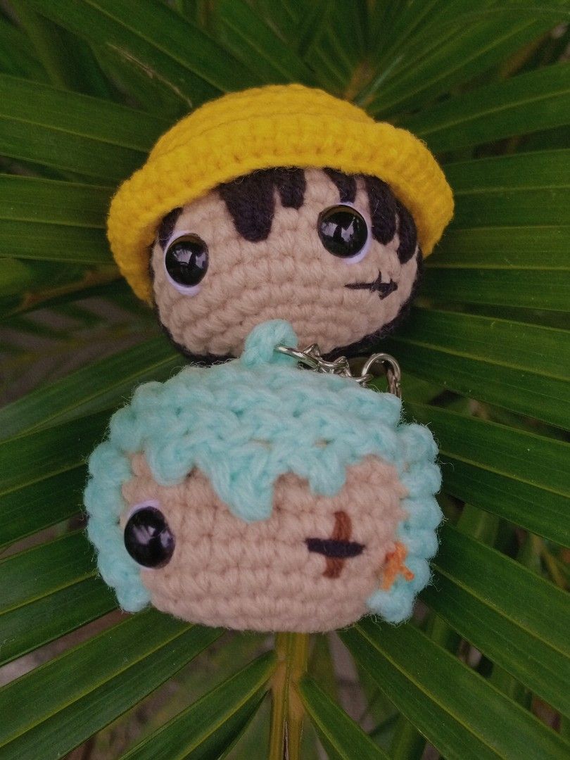 Luffy and Zoro Head Keychain Crochet, Hobbies & Toys, Stationary ...