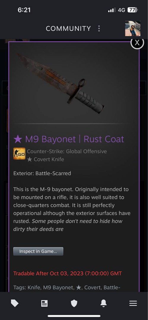 CS2/CSGO M9 Rust Coat (Battle Scarred), Video Gaming, Video Games, Others on Carousell
