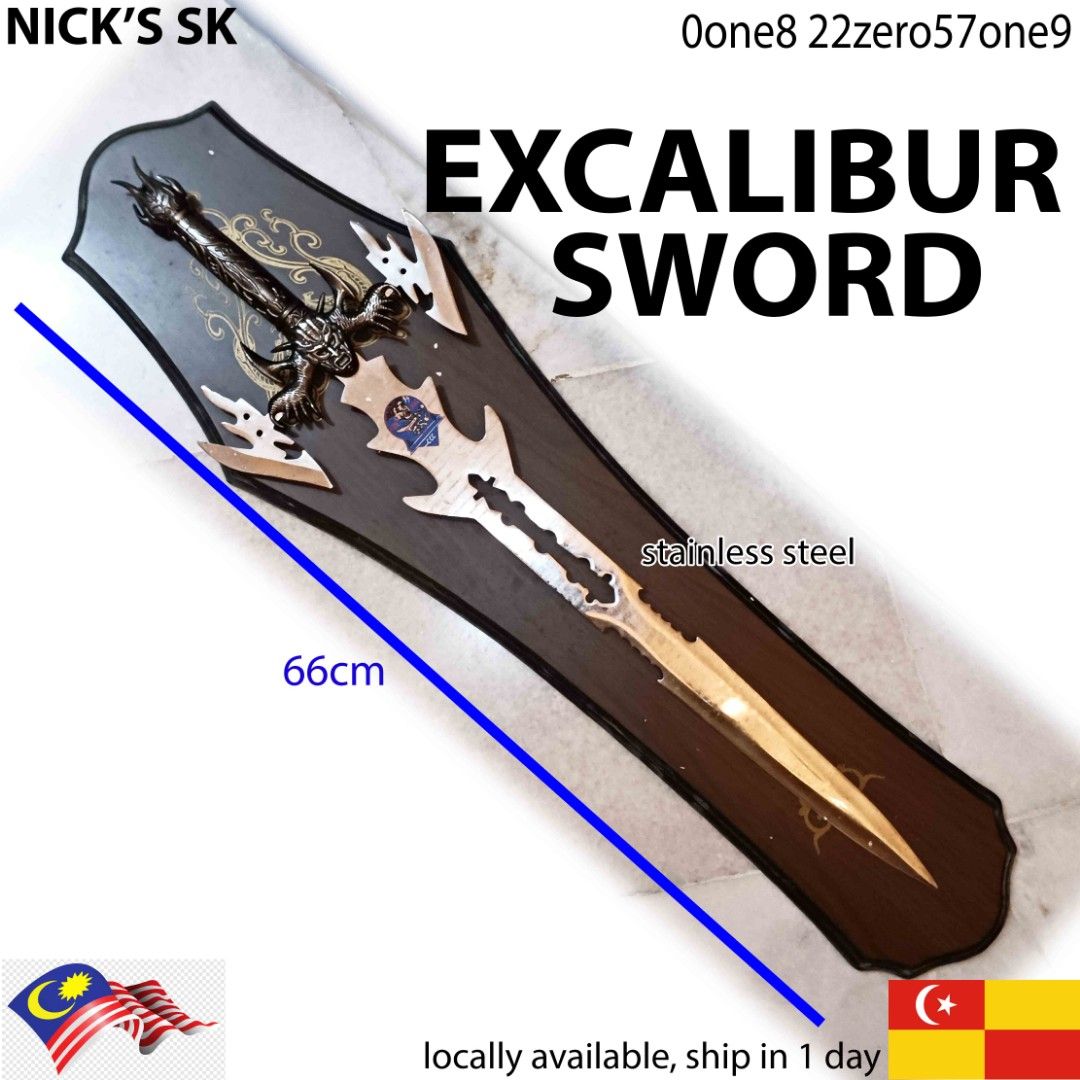 Manga cosplay SWORD excalibur decoration with wall rack, Hobbies & Toys ...