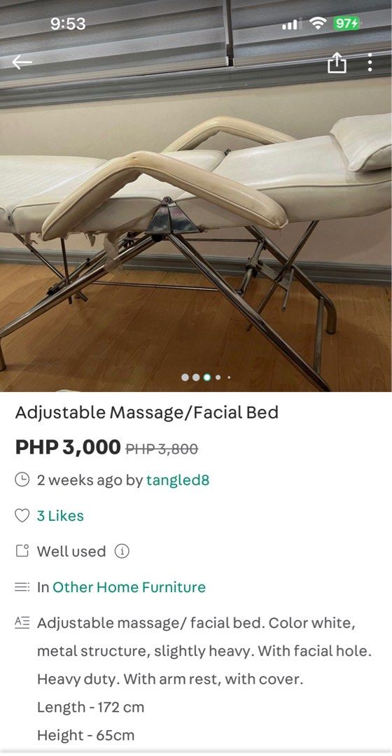 Massage/ facial bed with arm rest, foldable & metal framings ...