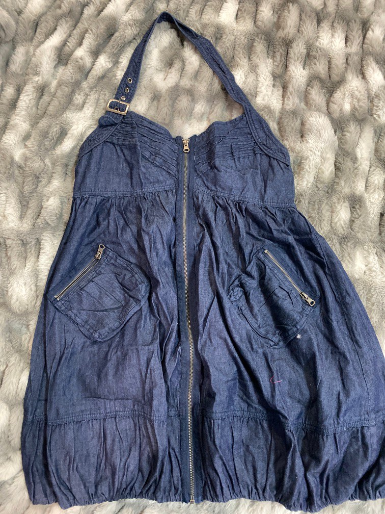 [max rave from USA] denim halter dress, Women's Fashion, Dresses & Sets ...