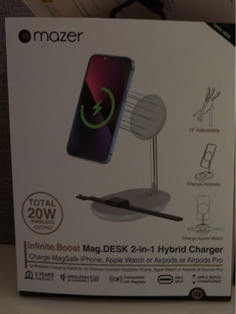Mazer 2-in-1 Hybrid Wireless Charger with MagSafe wireless charger for ...