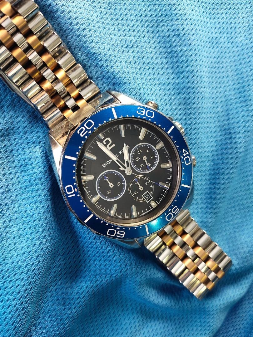 Michael Kors Windward Black Face Blue Bezel Chronograph MK8423 ...