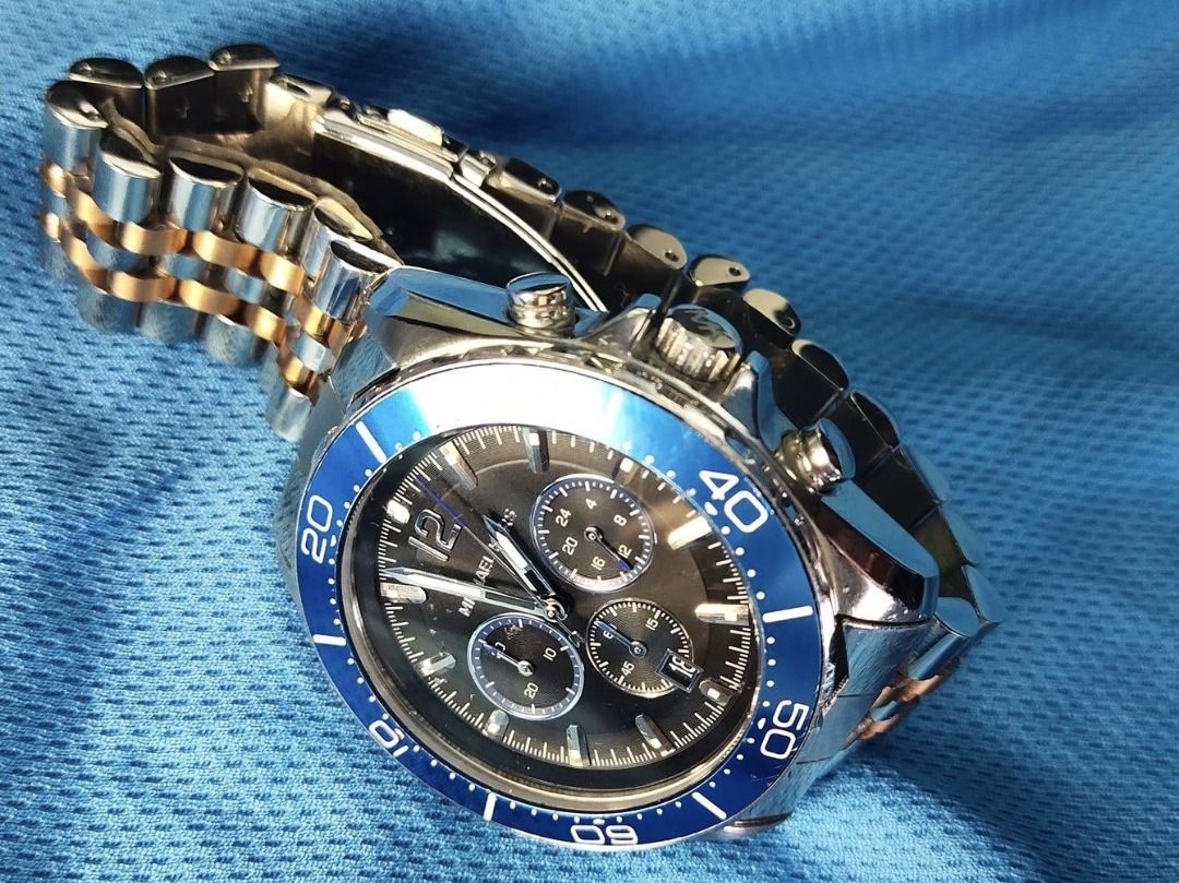 Michael Kors Windward Black Face Blue Bezel Chronograph MK8423 ...