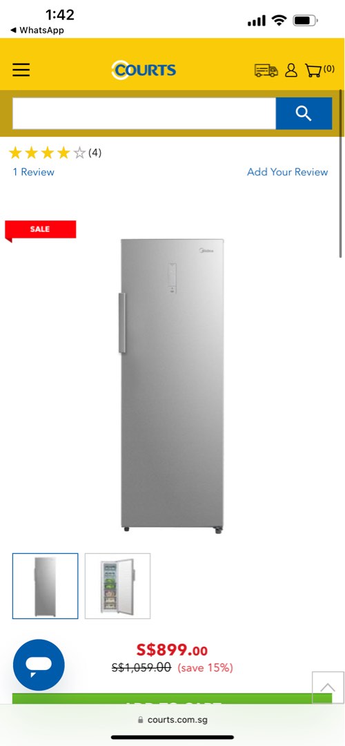 MIDEA 232L CHEST AND UPRIGHT FREEZER MCF232 (STAINLESS STEEL), TV ...