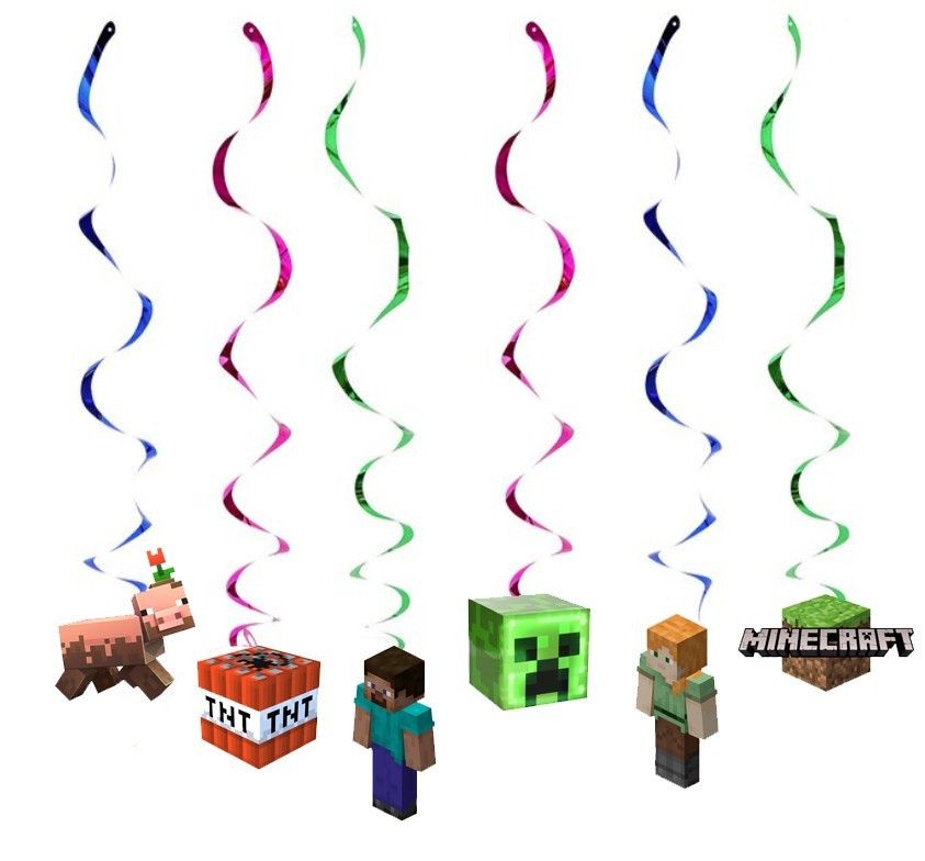 Minecraft Theme Birthday Party Banner Cupcake Cake Topper Decoration ...