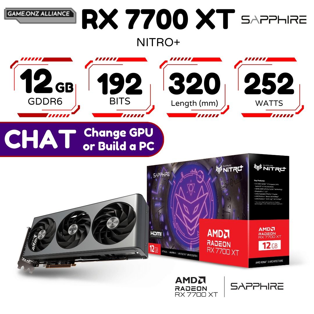NITRO | SAPPHIRE RX 7700 XT 12G NITRO+ GAMING GRAPHICS GRAPHIC CARD AMD ...