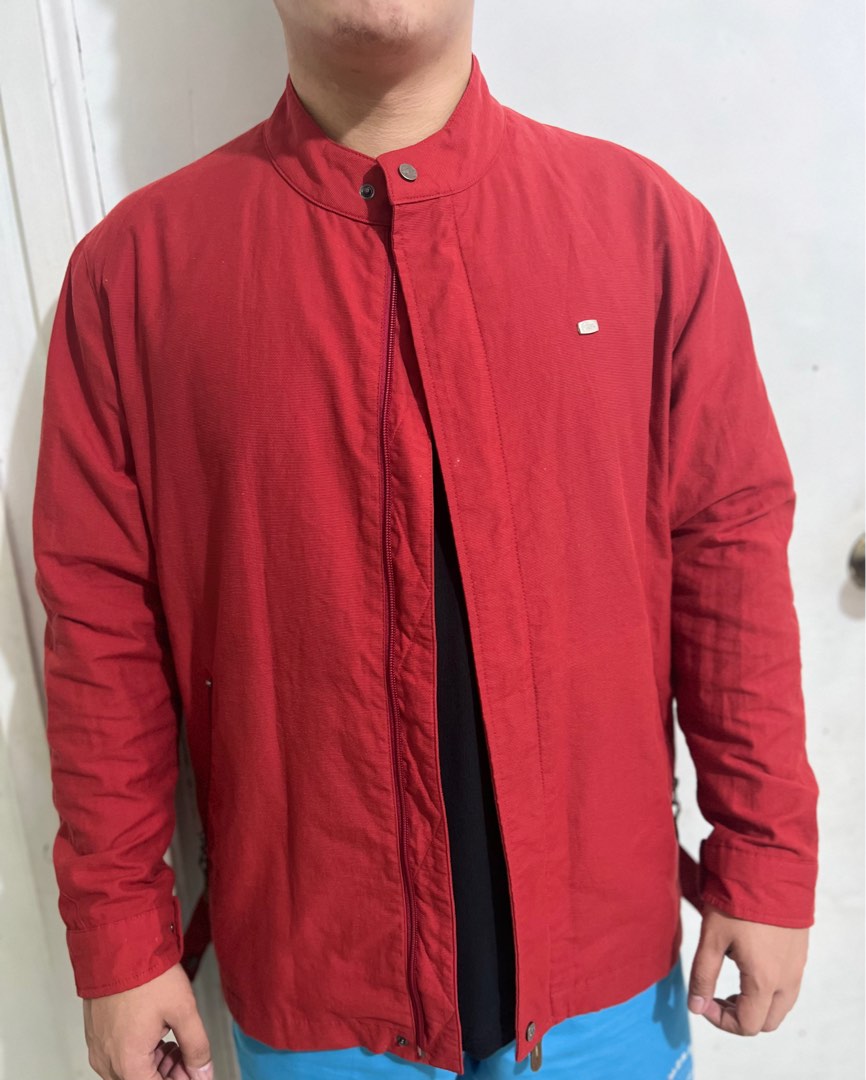 Original Lacoste Red Harrington Jacket with two pockets Metal Logo, Men ...