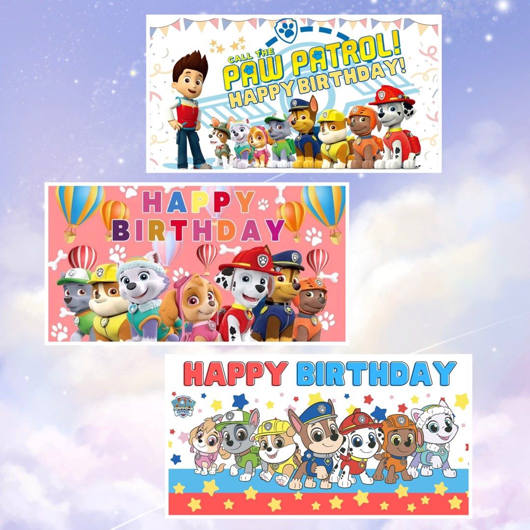 Unique Paw Patrol Birthday Banners. Standard Size. Waterproof. Kids ...