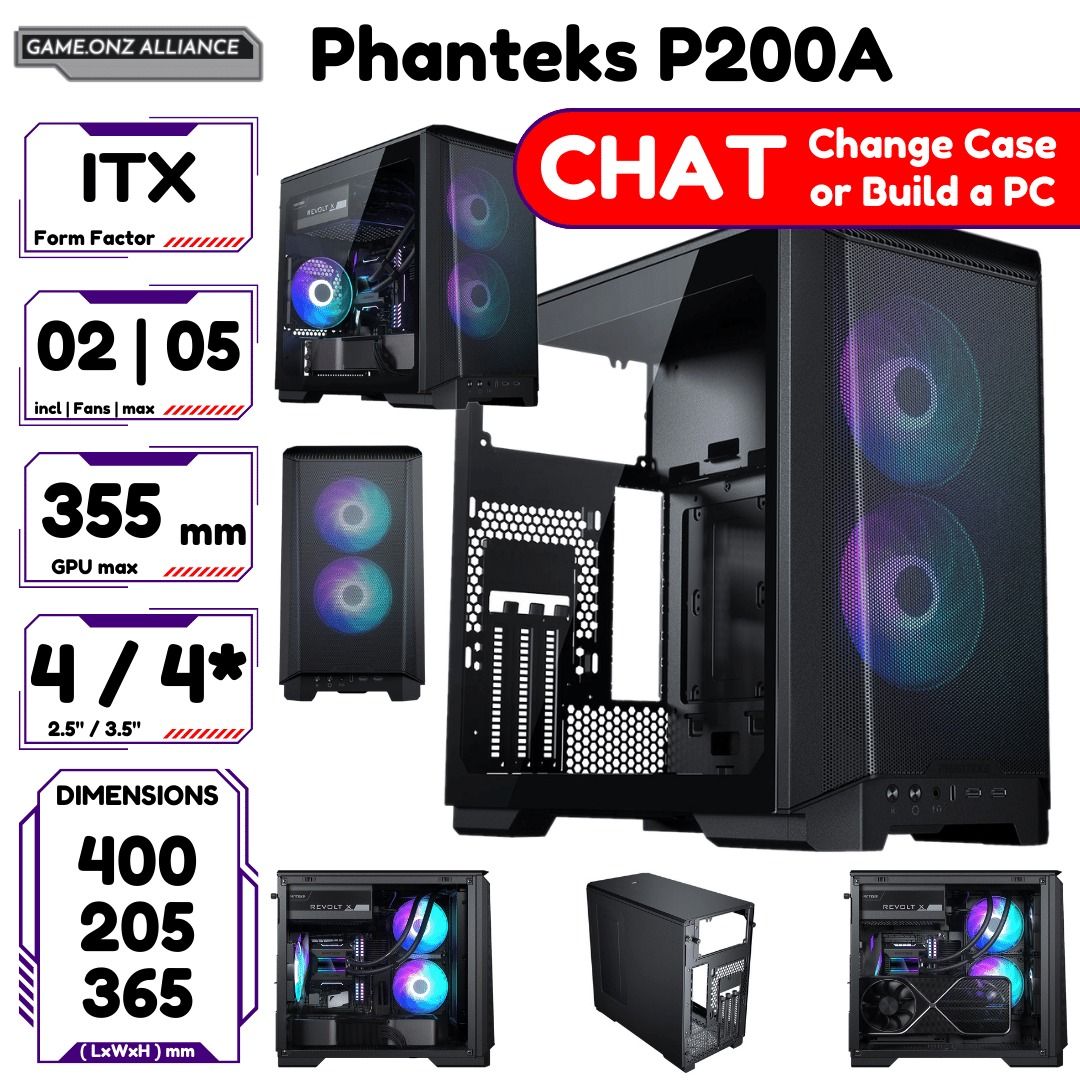 PHANTEKS P200A DRGB BLACK MINI PC CASING CHASSIS | ITX MOBO ATX PSU ...