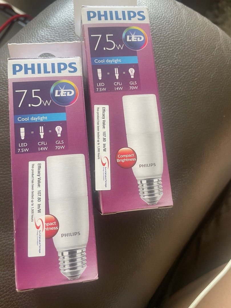 Philips LED Light Bulb E27 base -7.5w cool daylight (White), Furniture ...