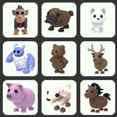 Pig Platypus Lamb Toy Monkey Adopt Me roblox, Video Gaming, Gaming ...