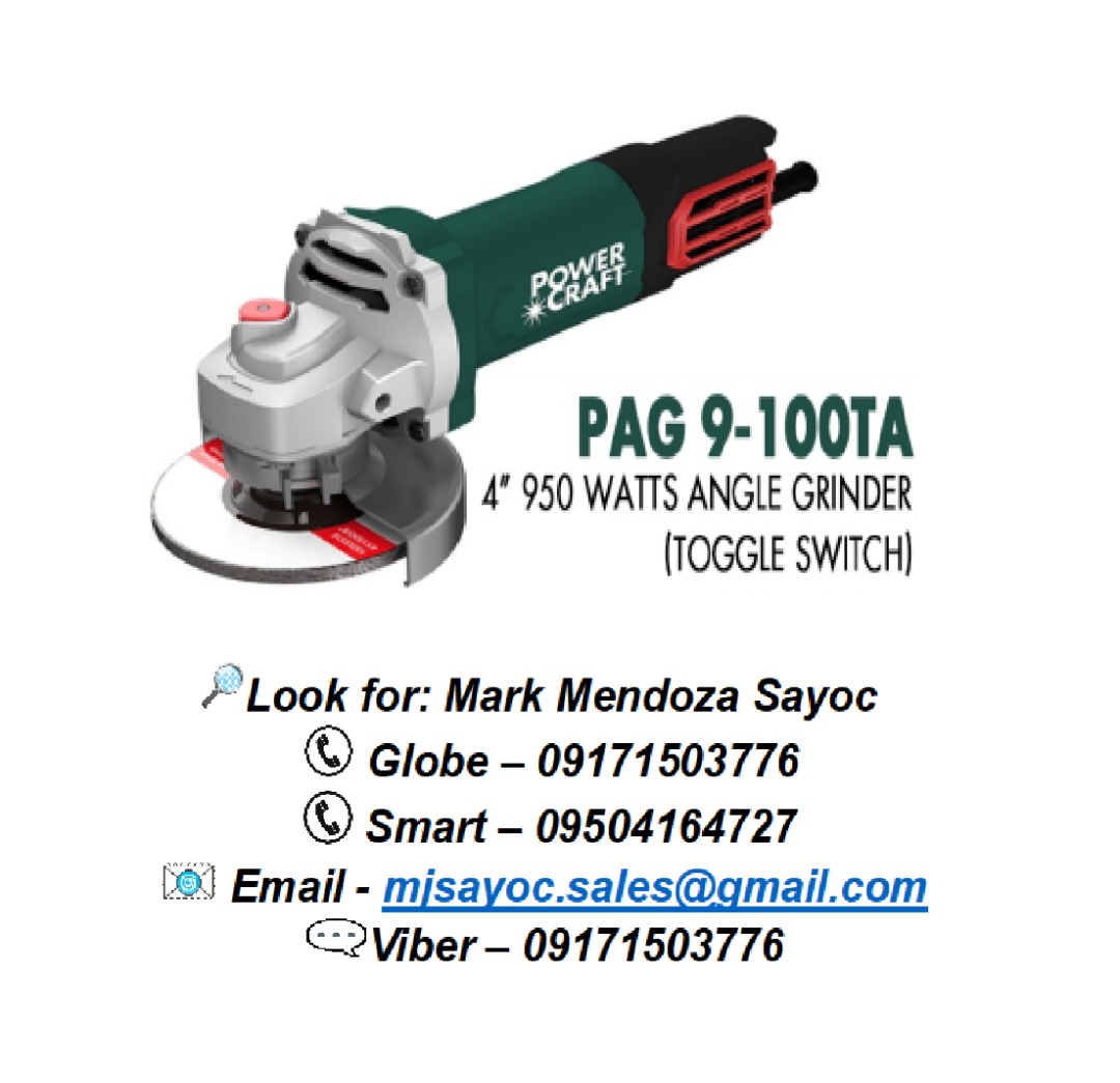 POWERCRAFT 4″ ANGLE GRINDER (TOGGLE AGGRESSOR) – PAG 9-100TA ...