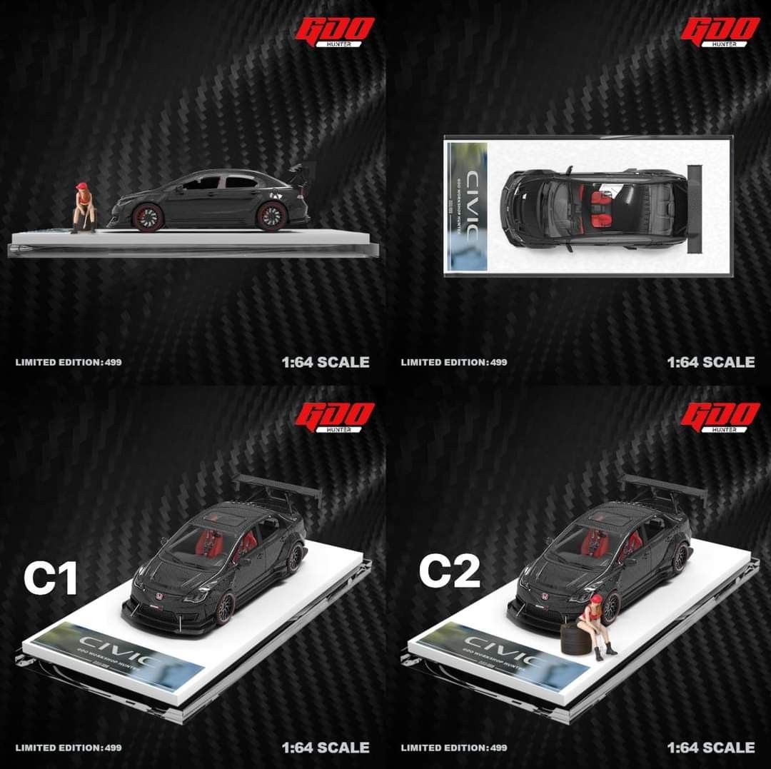 Preorders 1/64 Time Micro GDO Civic FD FD2R RR Modified Widebody Carbon ...