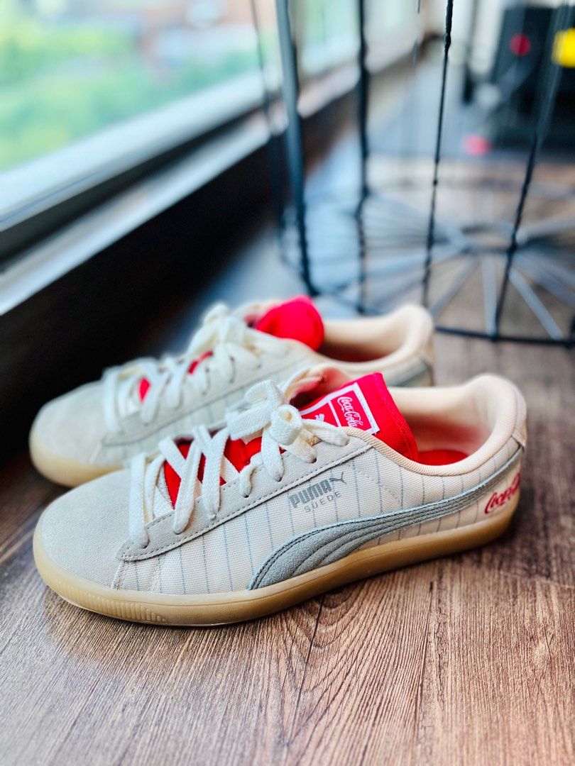 PUMA Coca-Cola x Suede 'Slate Pinstripes' Sneakers, Men's Fashion ...