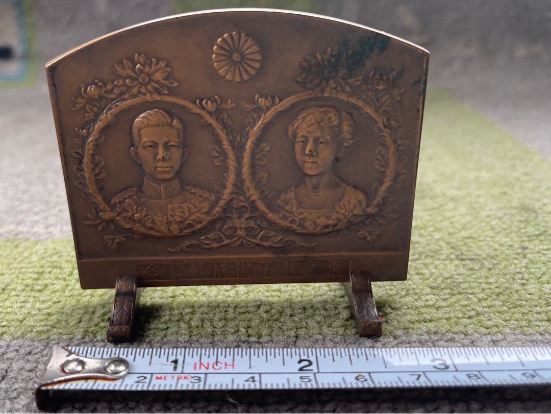 Rare Vintage emperor showa collectible Hirohito and Nagako wedding desk ...