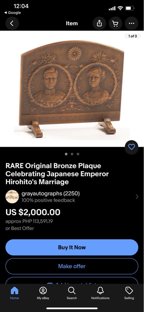 Rare Vintage emperor showa collectible Hirohito and Nagako wedding desk ...