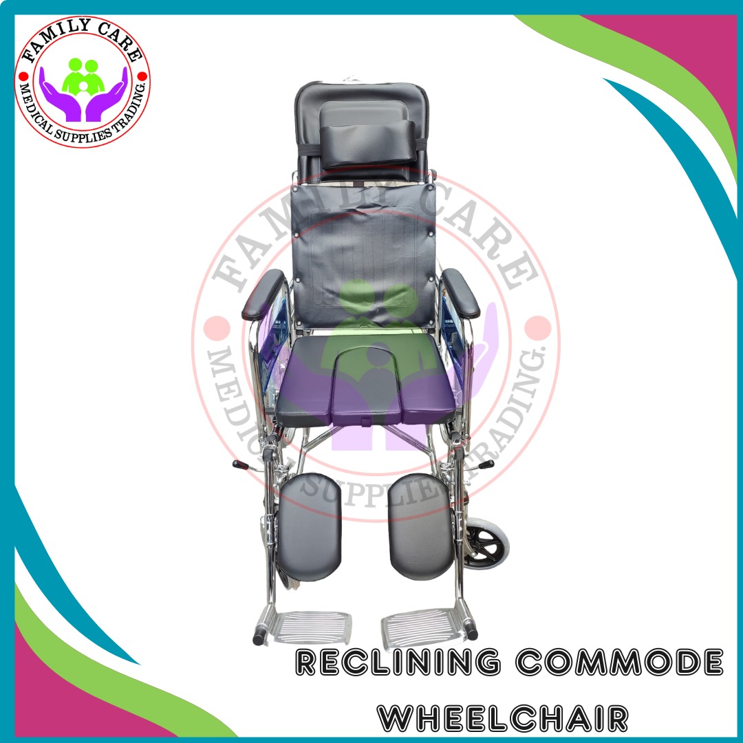 RECLINING COMMODE WHEELCHAIR, Health & Nutrition, Assistive ...