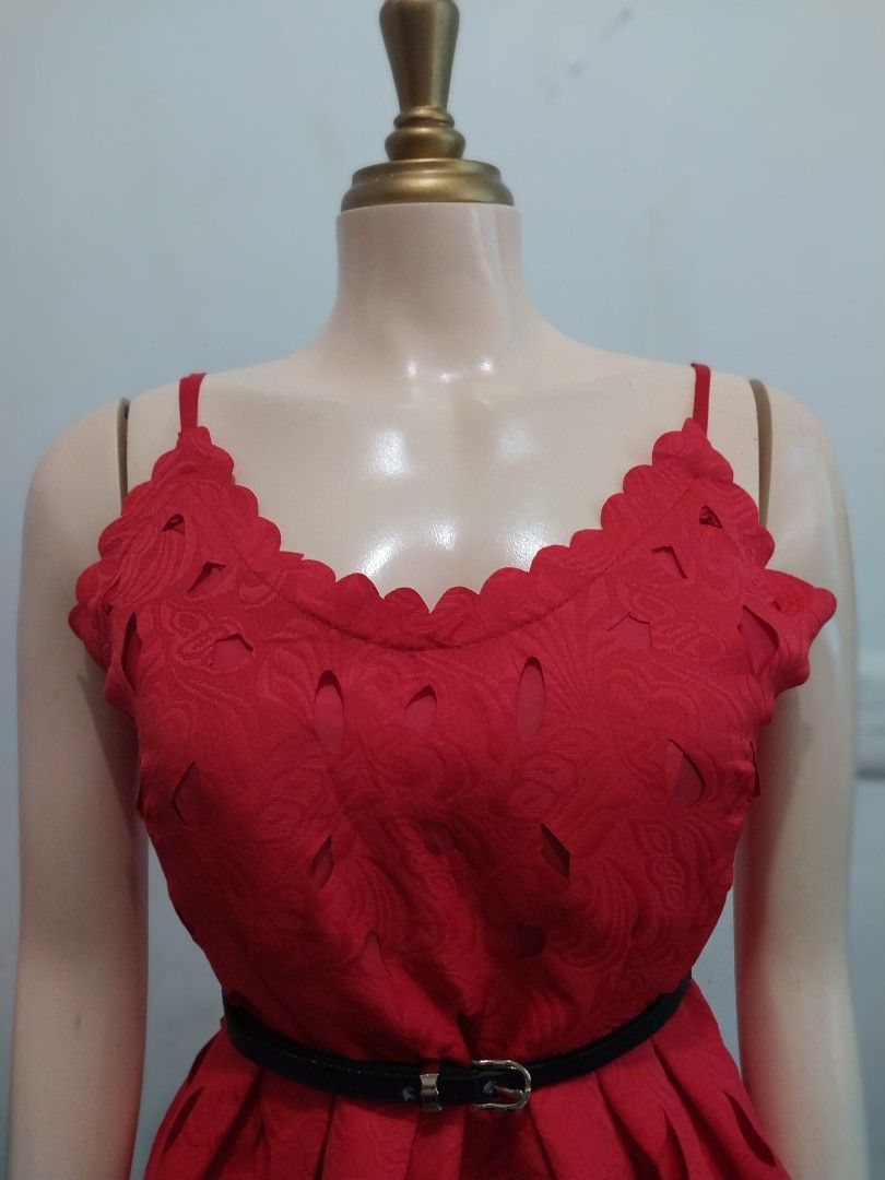 Red Eyelet Dress, Women's Fashion, Dresses & Sets, Dresses on Carousell