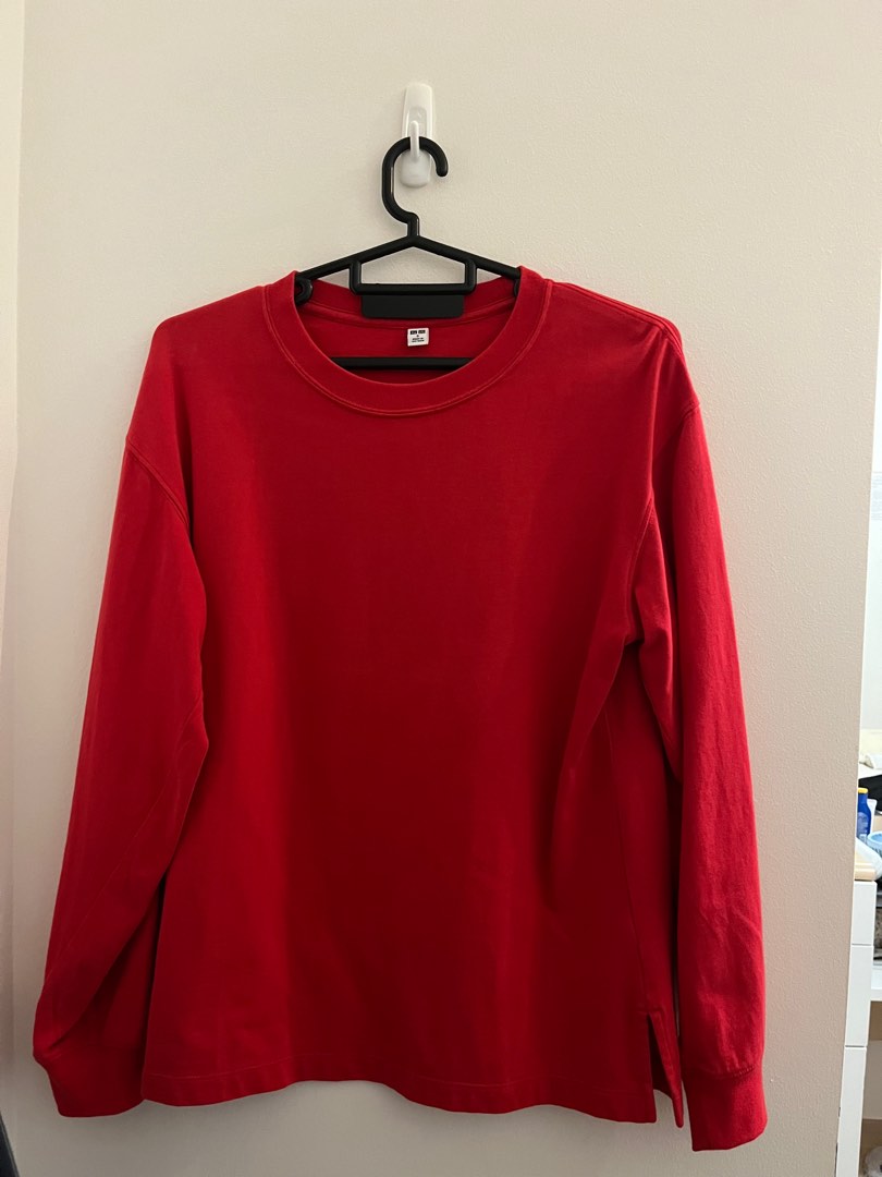 Red Uniqlo Sweater, Women's Fashion, Tops, Longsleeves on Carousell