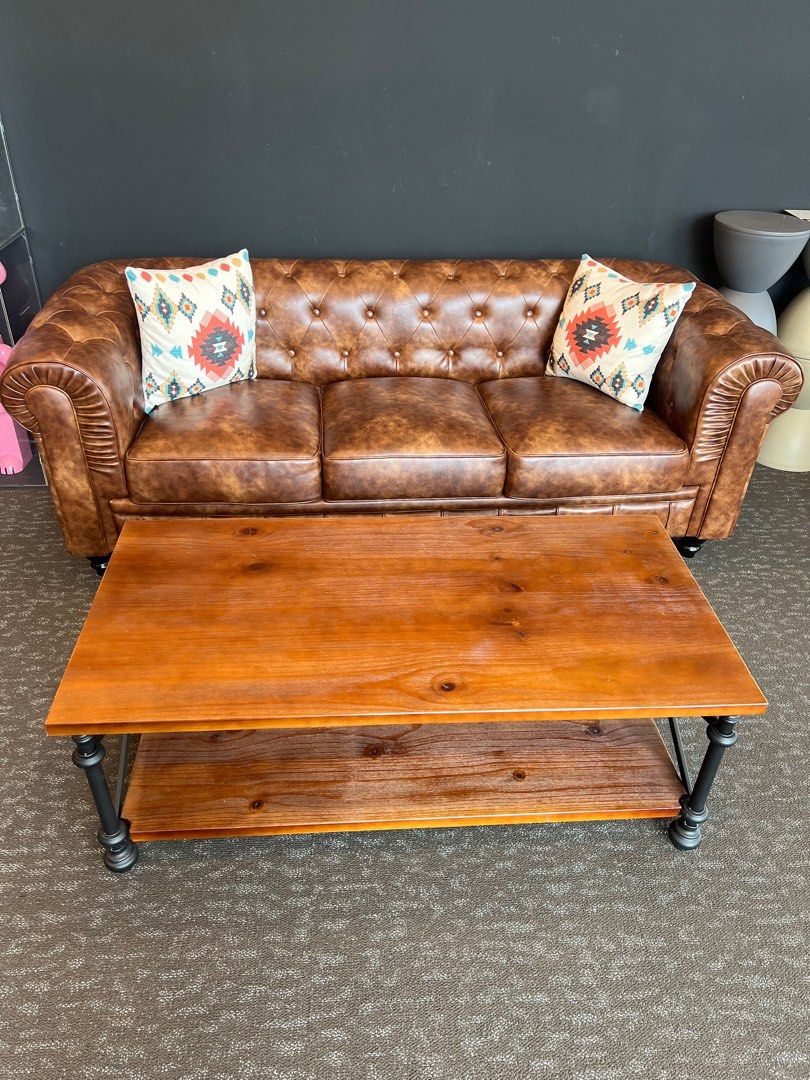 Rustic Vintage Brown Sofa, Furniture & Home Living, Furniture, Sofas on ...