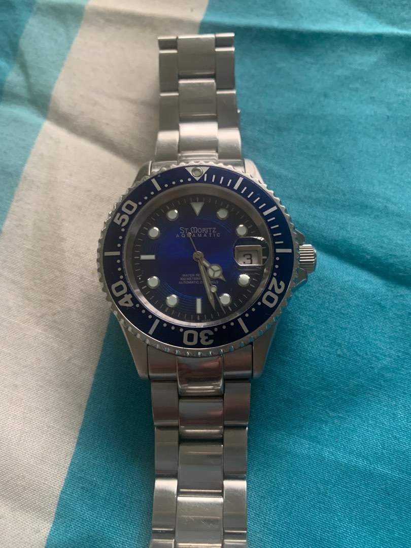 SALE RARE St Moritz Aquamatic Blue Submariner by Momentum not Rolex ...