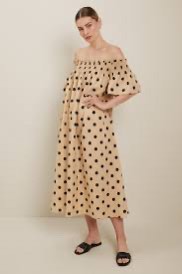 Seed Heritage Spot Linen Maxi Dress, Women's Fashion, Dresses & Sets ...