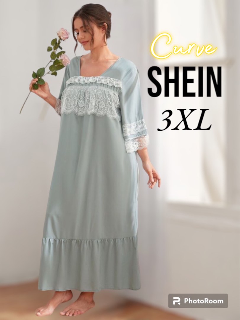 Shein Curve Plus size Laced Maxi sleepwear/ Maxi dress, Women's Fashion ...
