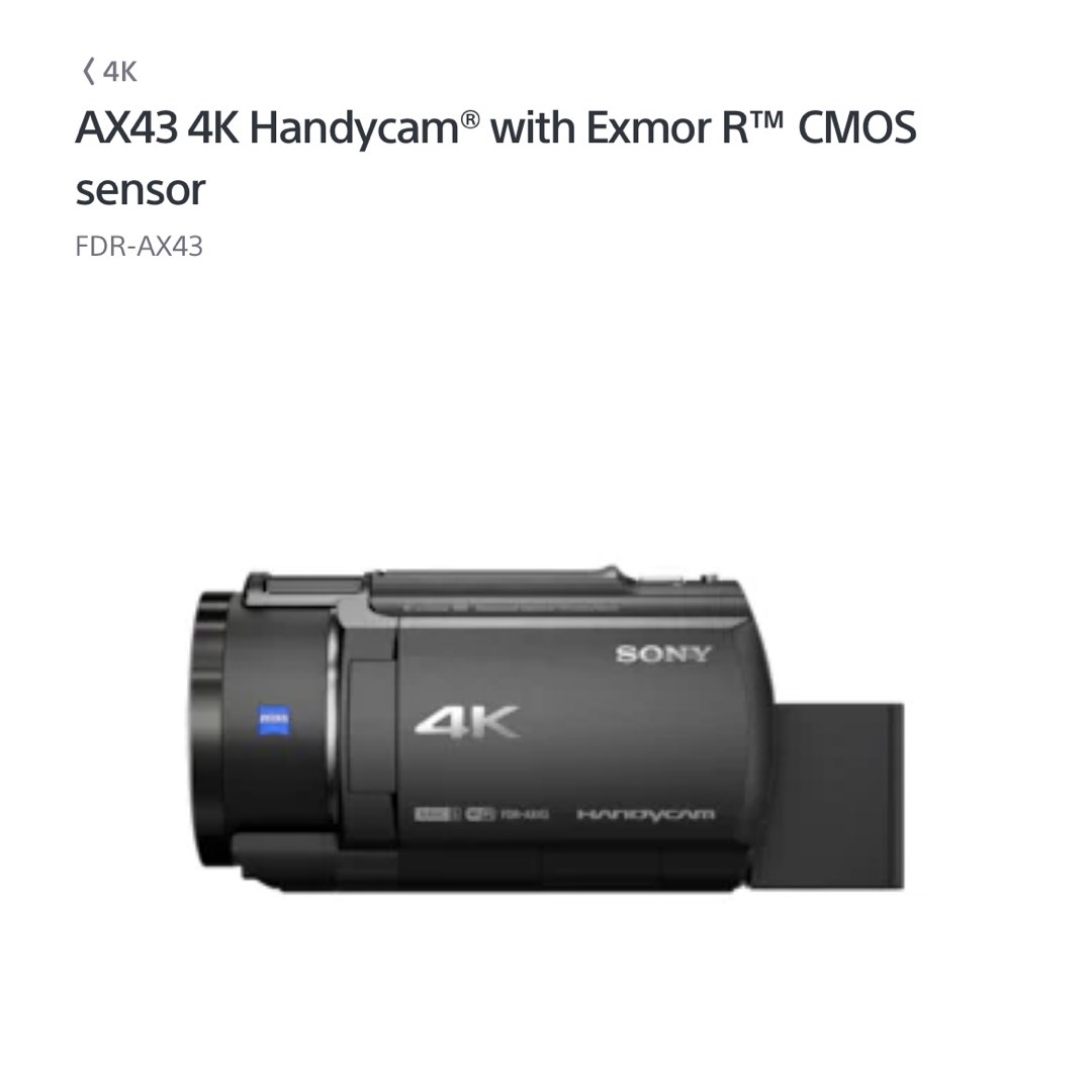 Sony AX43 4K Handycam with Exmor R CMOS Sensor, Photography, Video ...