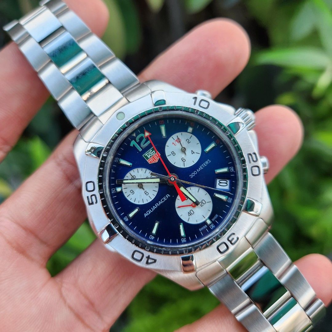 Tag Heuer Aquaracer Chronograph Sunray Blue Dial, Men's Fashion ...