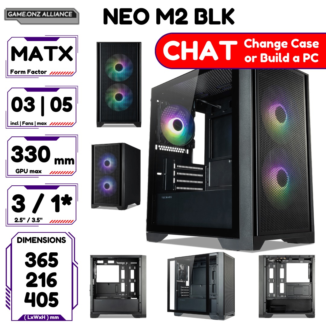 TECWARE NEO M2 BLACK PC CASING CHASSIS | MATX MOBO ATX PSU | COMPONENT CASING COMPONENTCASING ...