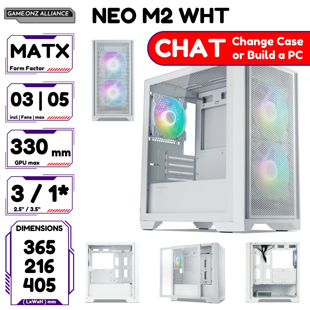 TECWARE NEO M2 WHITE PC CASING CHASSIS | MATX MOBO ATX PSU | COMPONENT ...