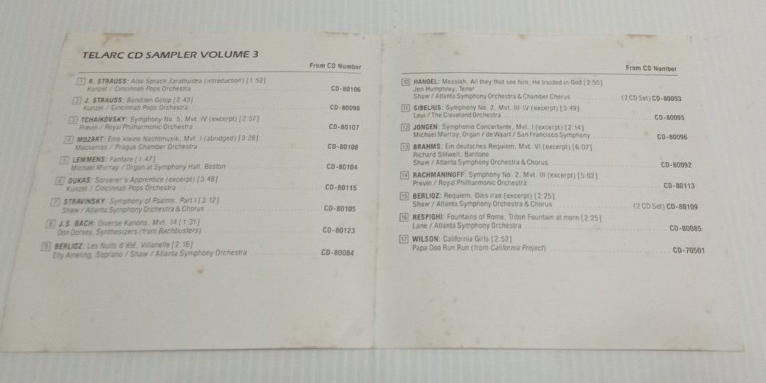 Telarc CD Sampler 3 (1986) Made in JAPAN, Hobbies & Toys, Music & Media ...