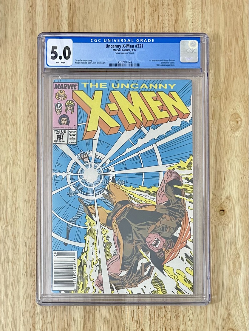 Uncanny X-Men #221 (1987) CGC 5.0 White Pages MARK JEWELERS VARIANT. 1ST Appearance of Mr ...