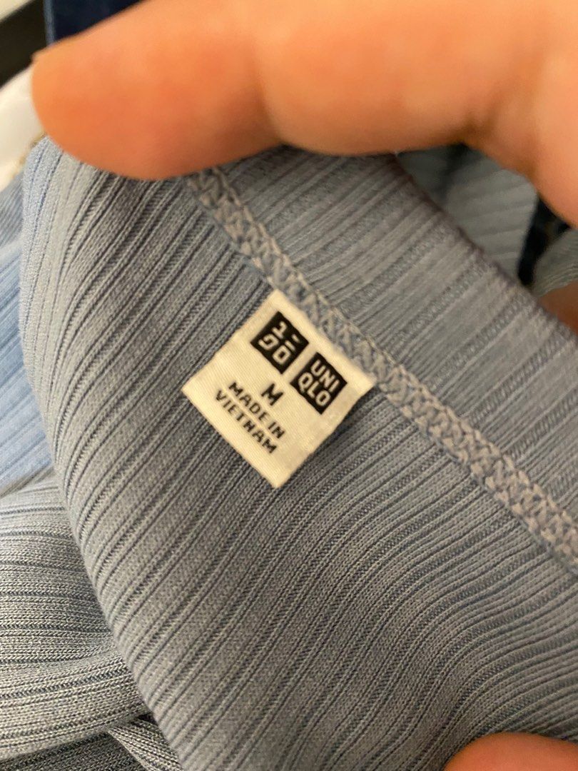 Uniqlo ribbed top (blue), Women's Fashion, Tops, Blouses on Carousell