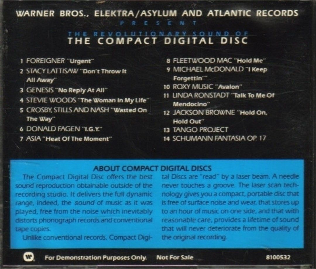 Various – Warner Communications Inc. Compact Disc Demonstration. CD for ...