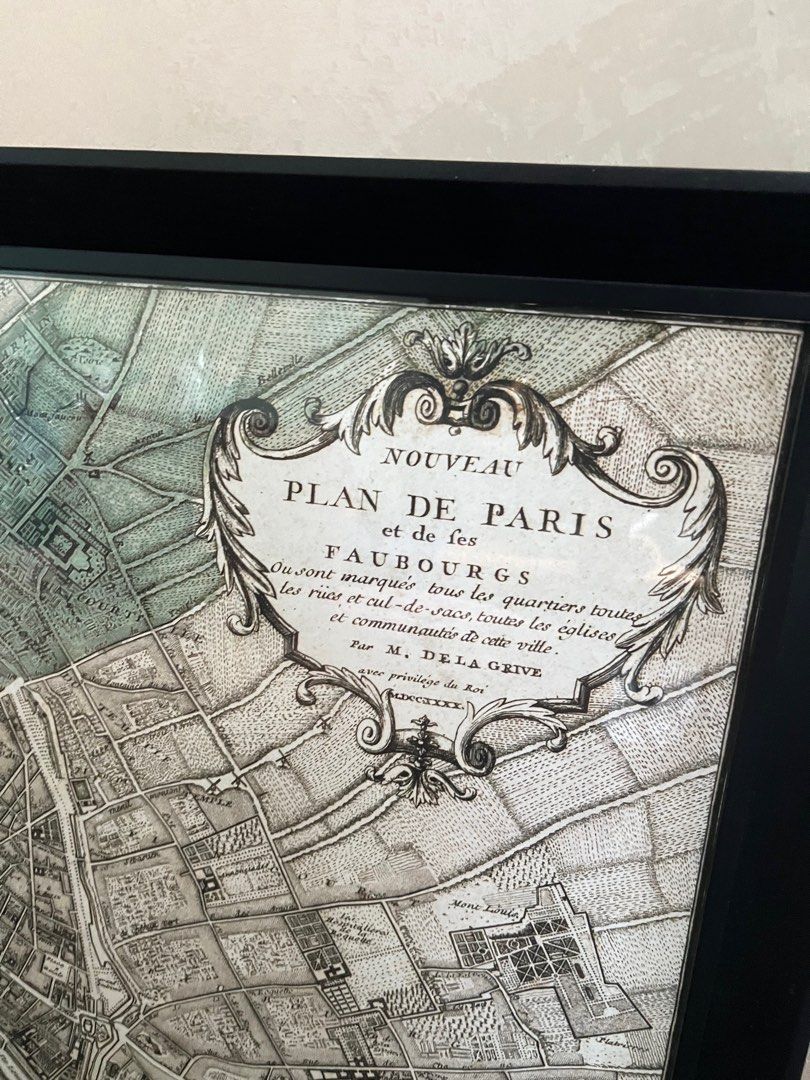 Vintage map of Paris frame, Furniture & Home Living, Home Decor, Wall ...