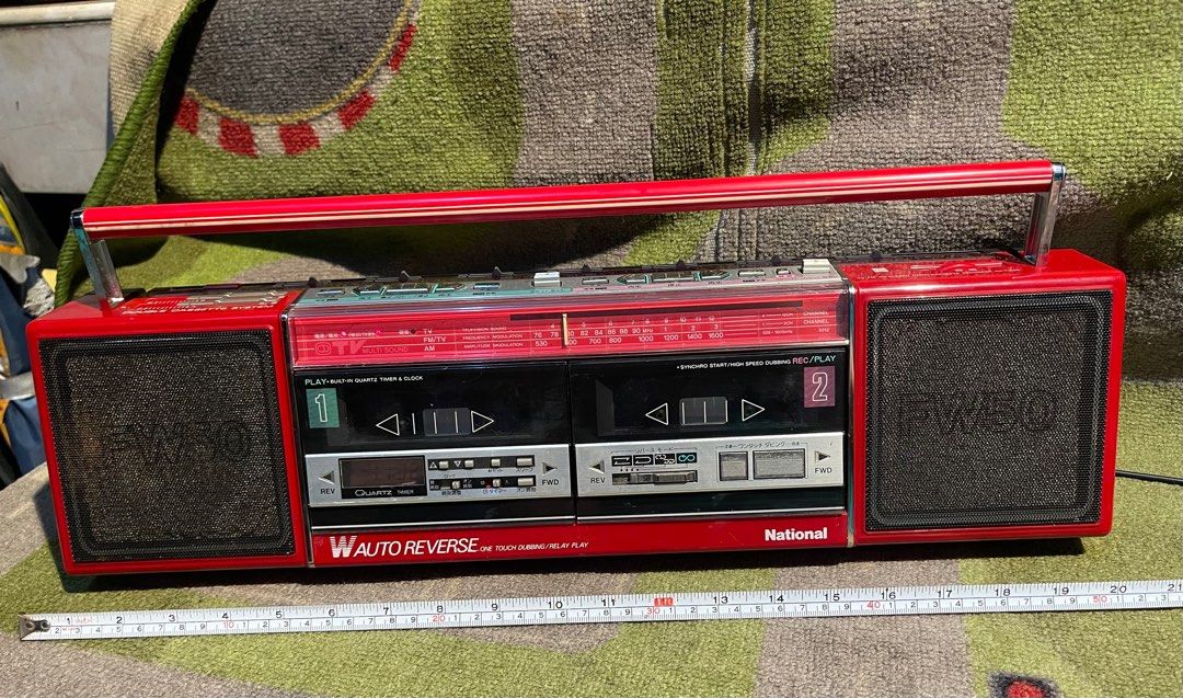 Vintage National Boombox 220v radio double cassette aux in complete fm ...