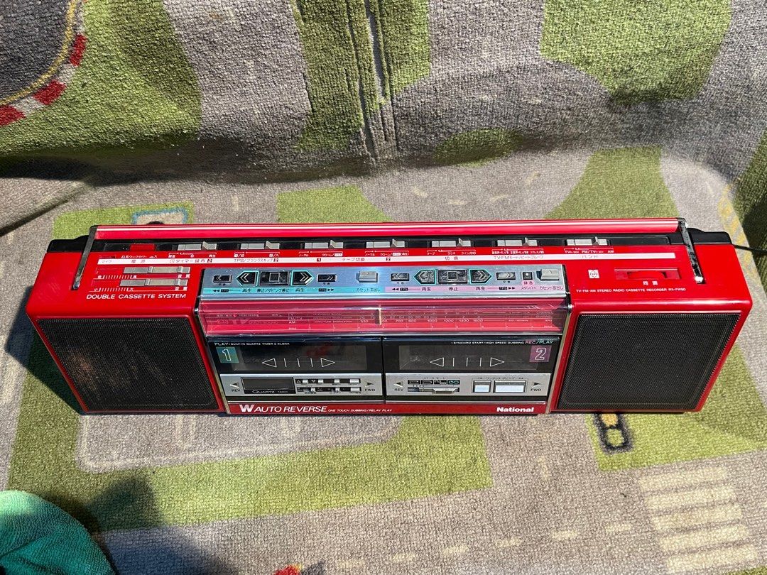 Vintage National Boombox 220v radio double cassette aux in complete fm ...