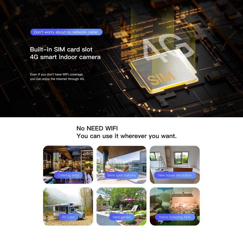 VStarcam 4G/5G Sim Card 24/7 Recording Color Night Vision AI Smart IP ...