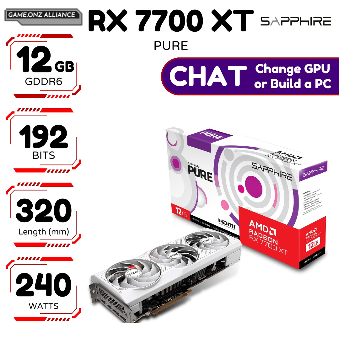 WHITE | SAPPHIRE RX 7700 XT 12G PURE GAMING GRAPHICS GRAPHIC CARD AMD ...