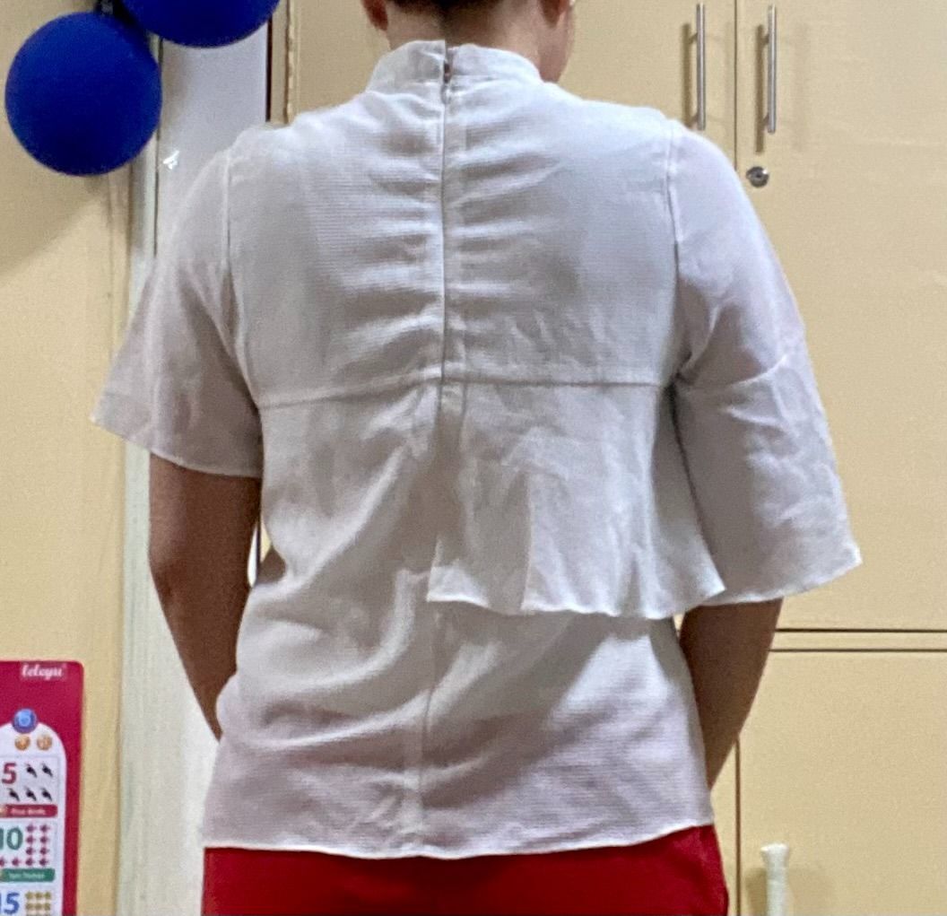 White turtle neck office wear with raffles GTWFAB, Women's Fashion ...