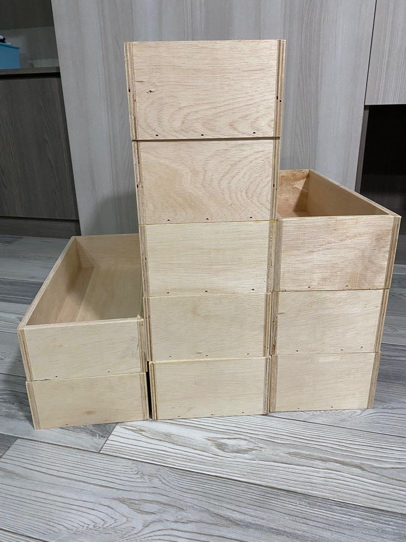 Wooden stackable storage box, Furniture & Home Living, Home Improvement ...