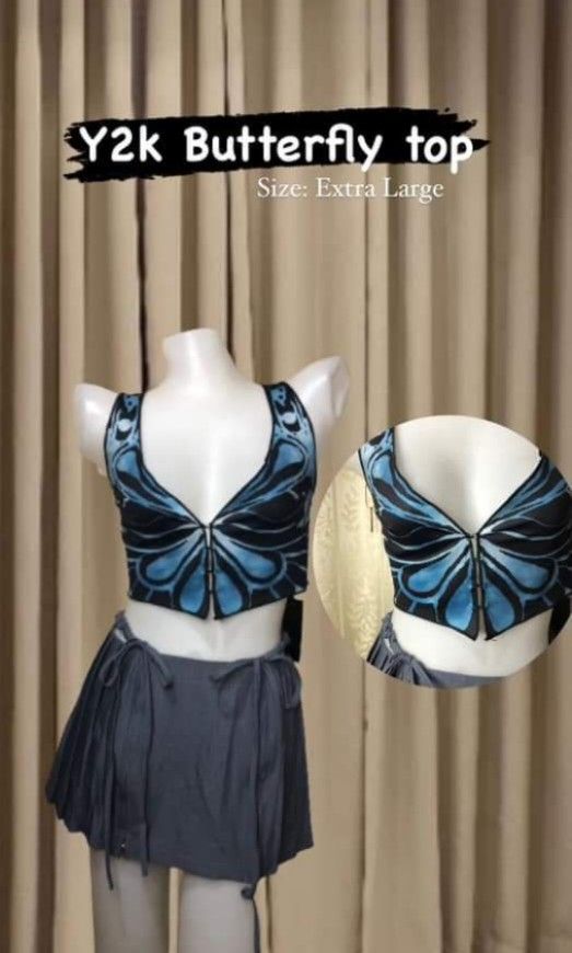 Y2k butterfly top, Women's Fashion, Tops, Sleeveless on Carousell
