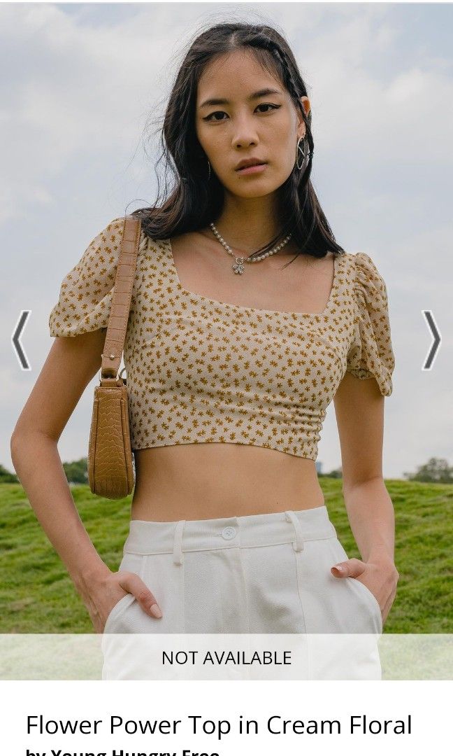 YHF flower power top in cream, Women's Fashion, Tops, Shirts on Carousell